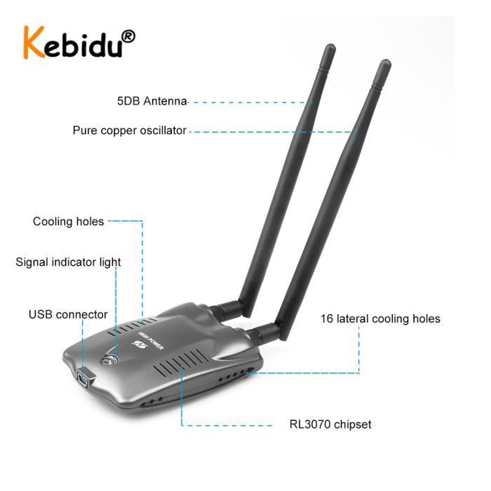 Cartes réseau,décodeur Wifi double antenne sans fil, adaptateur USB BT ...