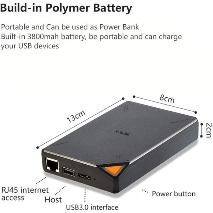 Portable Disque Dur Externe Sans Fil 1To Personal Cloud Smart Storage ...