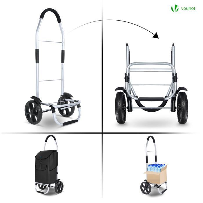 VOUNOT® Chariot de courses 2 en 1 pliable aluminium - caddie et diable ...