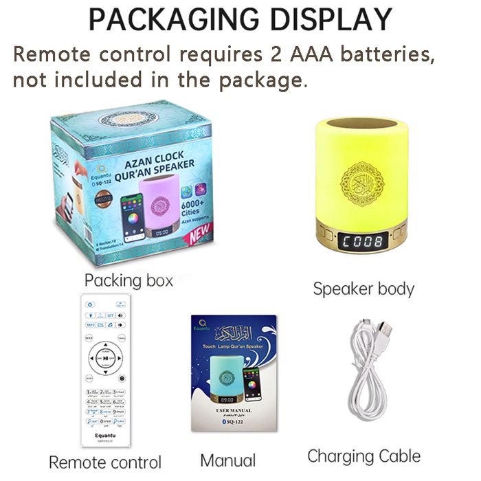 Azan musulman veilleuse coran Portable sans fil Caixa De Som Bluetooth ...