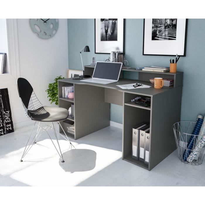 Table de bureau gamer OZONE - Décor Noir - 136 x 67 x 88 cm - Avec ...