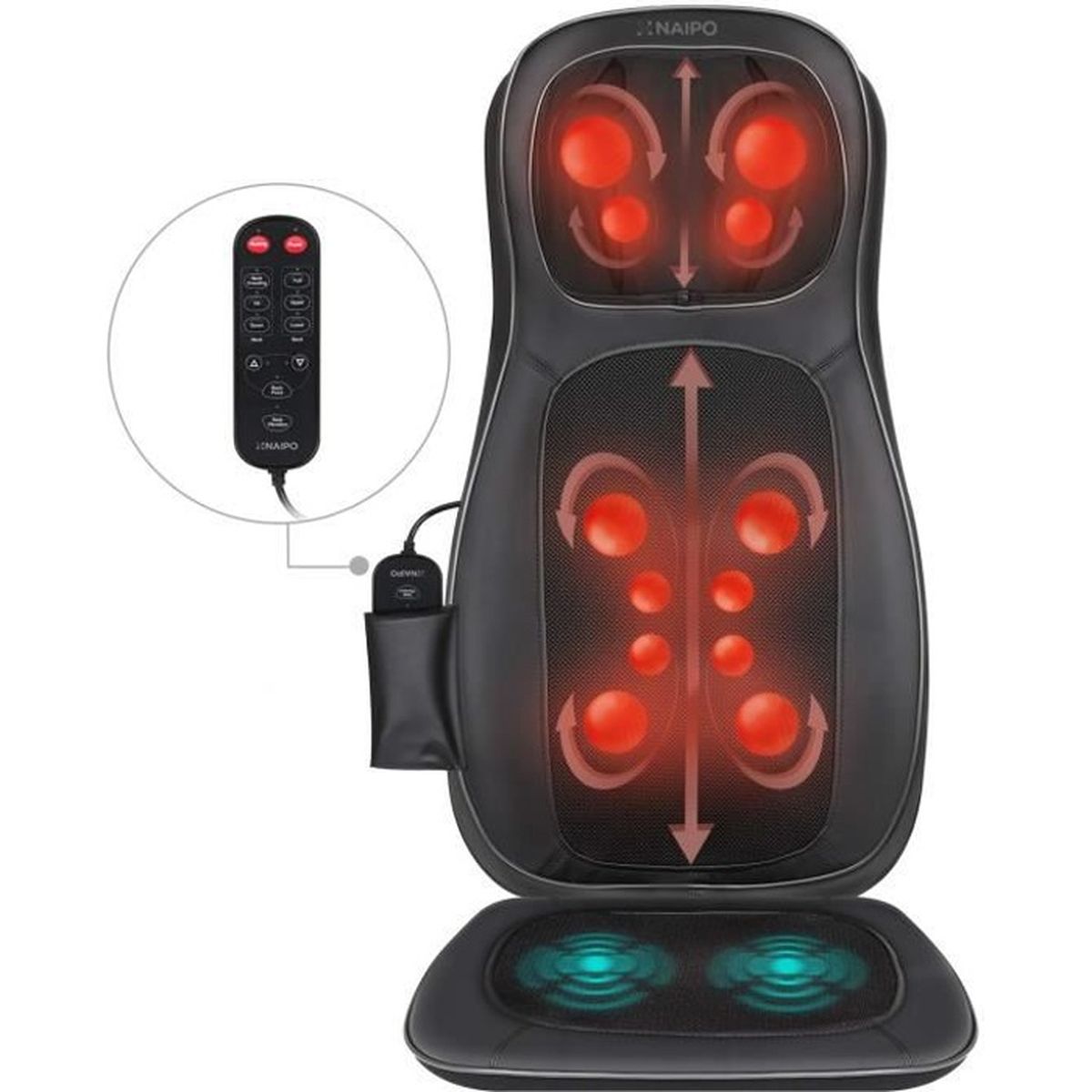 Naipo Masseur Du Dos Coussin Siège De Massage Fauteuil Massant Shiatsu