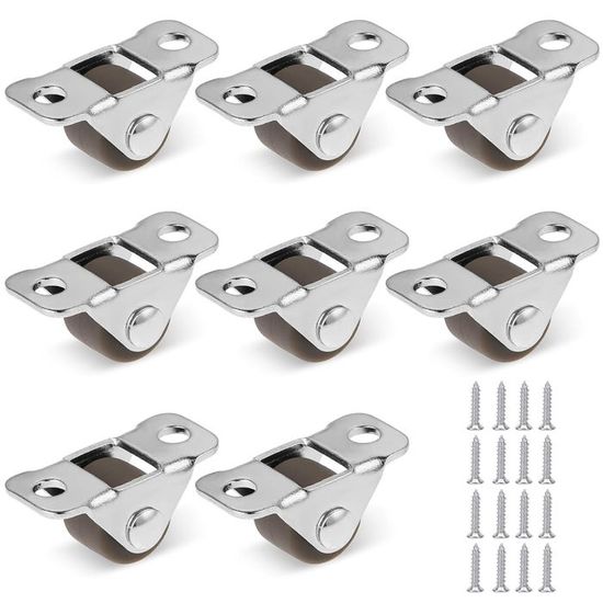 8 Pack Small 1/2" Rubber Furniture Casters with Steel Plate,Mini ...