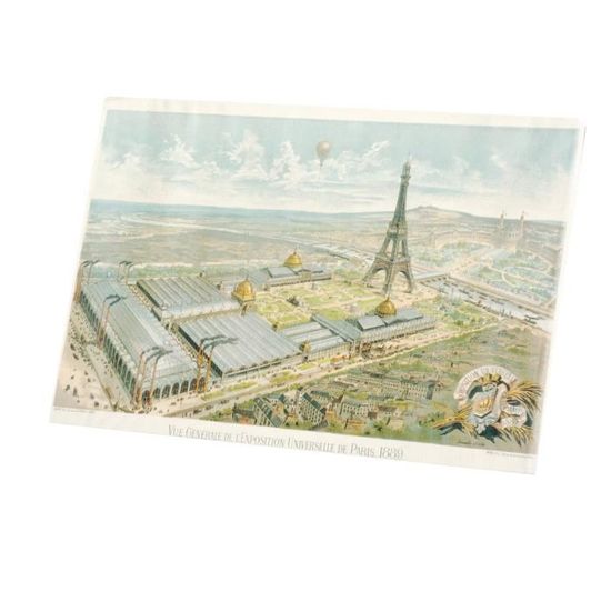 Tableau Décoratif Exposition Universelle Paris 1889 Paris Dessin Vue Aerienne Tour Eiffel (92 cm ...