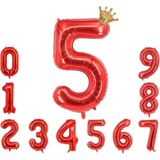 Ballon Chiffre 5 Helium Ballon Anniversaire Rouge Chiffres 5 Ans Rouge ...