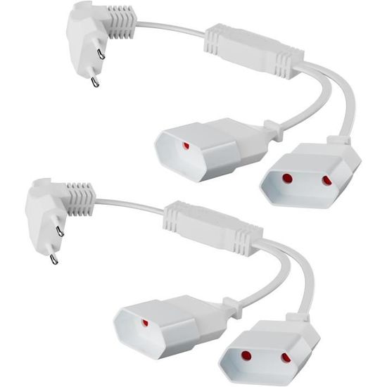 Lot De 2 Rallonges D'Alimentation, Rallonge 2 En 1, Fiche Type C, Fiche ...