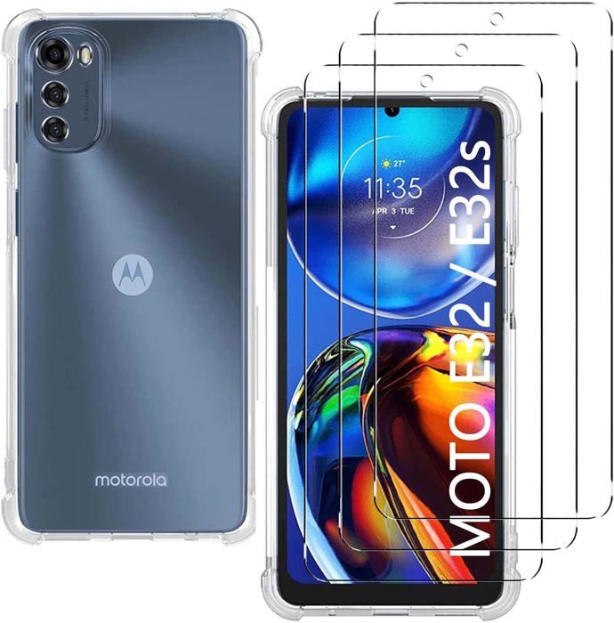 Coque Motorola Moto E32/E32S avec Film de Protection en Verre Trempé et ...