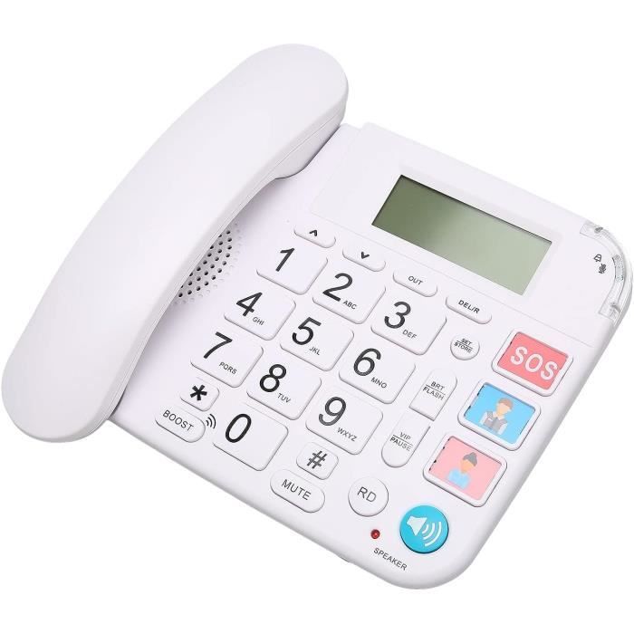 Téléphone Fixe Filaire,Écran Lcd,Réduction Du Bruit,Contrôle Du Volume ...