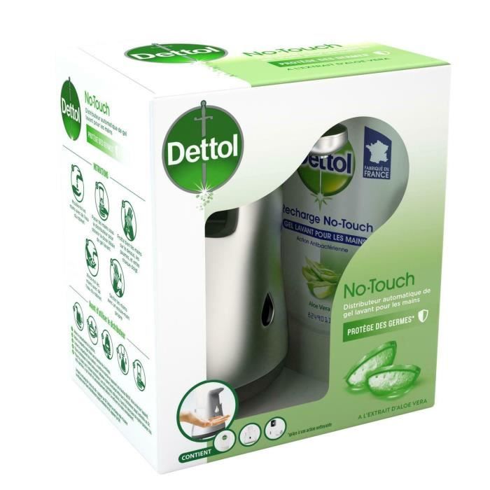 DETTOL No touch kit - Distributeur Automatique Effet Inox + Recharge Savon antibactérien Aloe ...