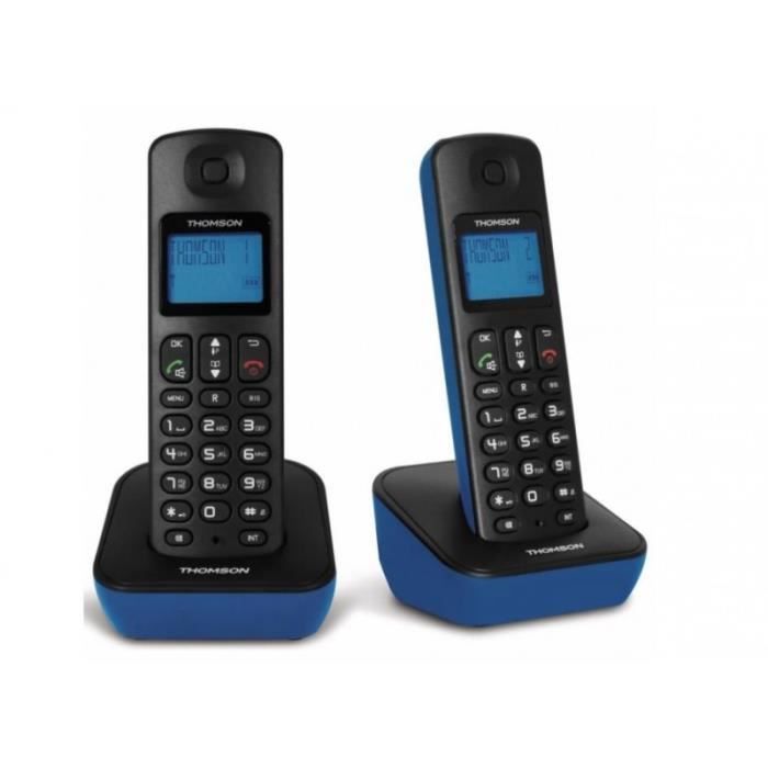 Téléphone sans fil Thomson Mica Duo Noir/Bleu - Cdiscount Téléphonie