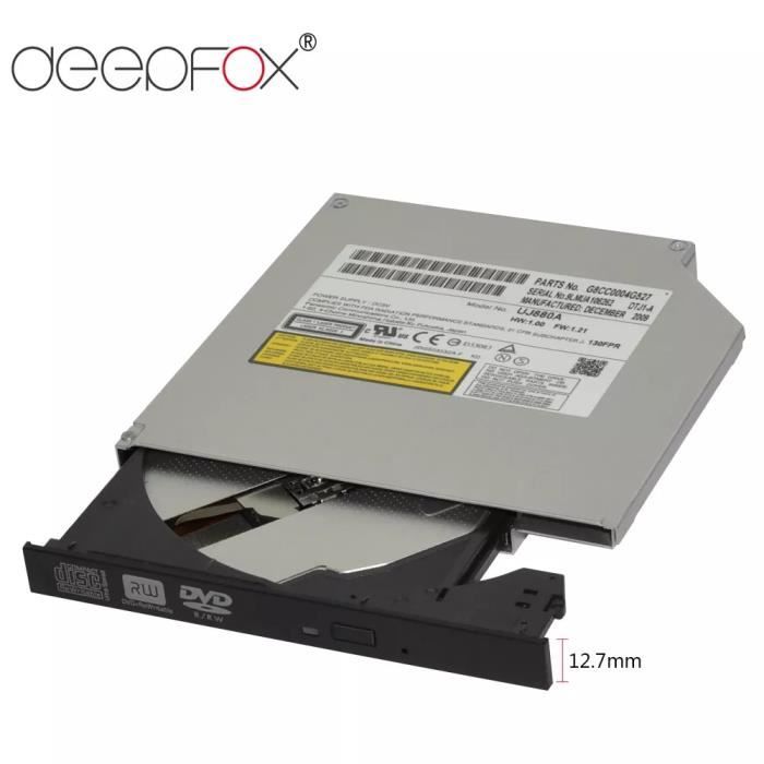 DeepFox 12.7mm DVD Dean Lecteur Optique CD-DVD-ROM Lecteur CD-RW Graveur Mince Portable Lecteur ...