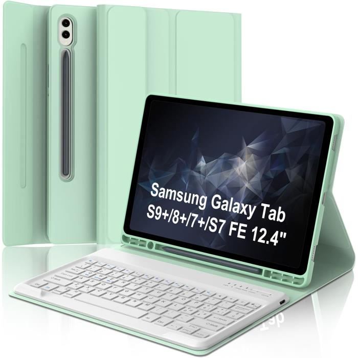 Coque Clavier Samsung Galaxy Tab S9+ S8+-S7+- S7Fe 12,4", Coque Samsung ...