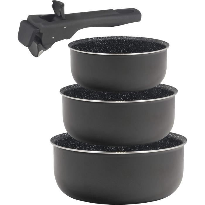 Lot De 3 Casseroles Antiadhésives En Aluminium Pressé (16+18+20Cm ...