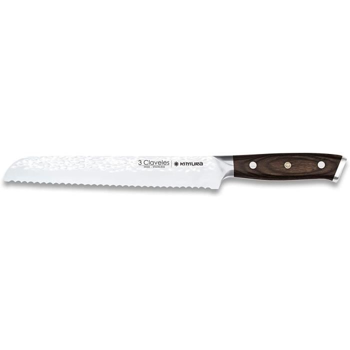 3 Claveles 28078 Couteau à pain à tranchant ondulé Lame 19 cm250 ...