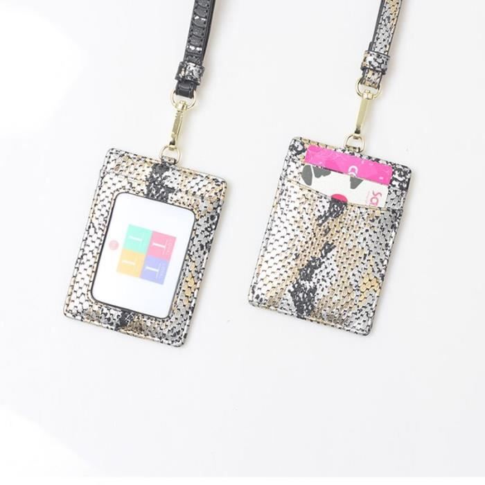 Sequin Black Gold -XMESSUN – porte carte d'identité Python en cuir avec lanière, nouveau, 2021 ...