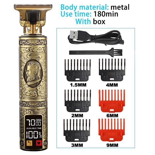 TONDEUSE CHEVEUX,Metal Man LCD--Tondeuse À Cheveux Électrique Vintage T9 Pour Hommes, Rasoir ...