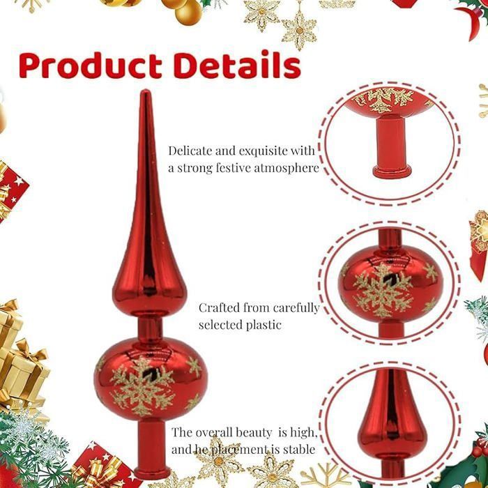 Pointe Sapin de Noel Rouge, Dcoration de Sapin de Nol Paillettes,Cime ...