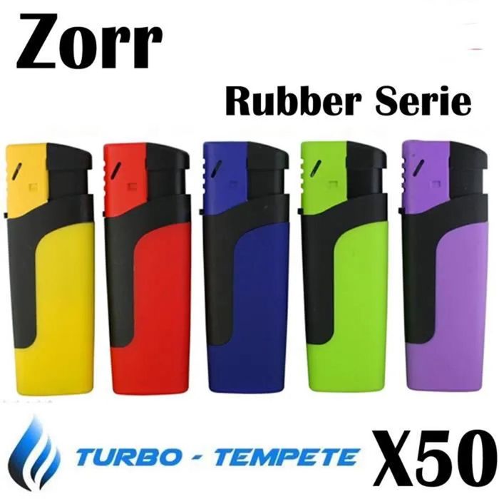 Pack Boite de 50 briquets électronique Turbo Zorr Rubber Serie ...