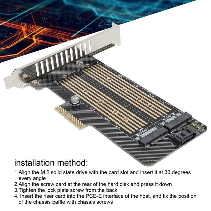 Carte Riser Riser Card SSD vers PCIE SATA Dual-Disk Transfer Carte d ...