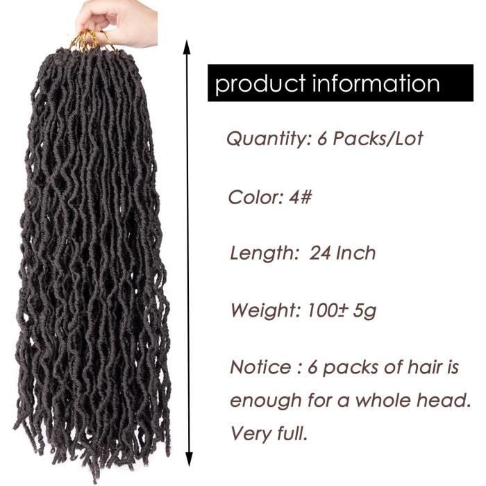 6 Paquets Faux Locs Crochet Braids 24 Pouces Locks Crochet Braids ...