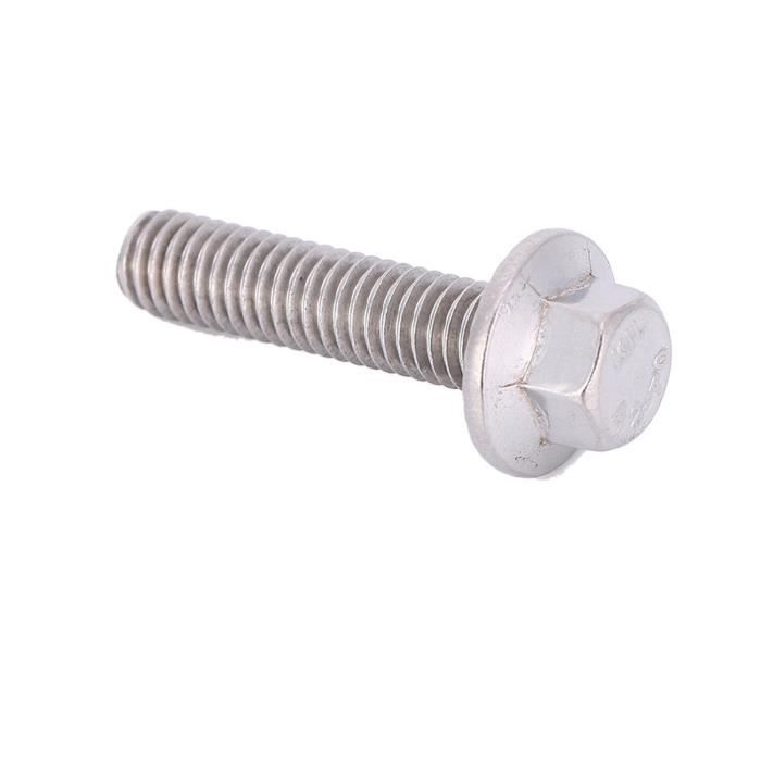 Boulon à bride Vis à bride hexagonale M6 en acier inoxydable SS304, 10 ...