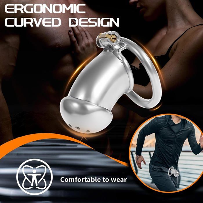 (45mm,courte)Dispositif de chasteté masculin, cage de chasteté en métal ...