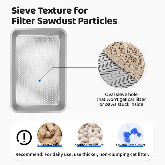 Bac litière en acier inoxydable - SUTEO - 60x30x45 cm - Gris foncé ...