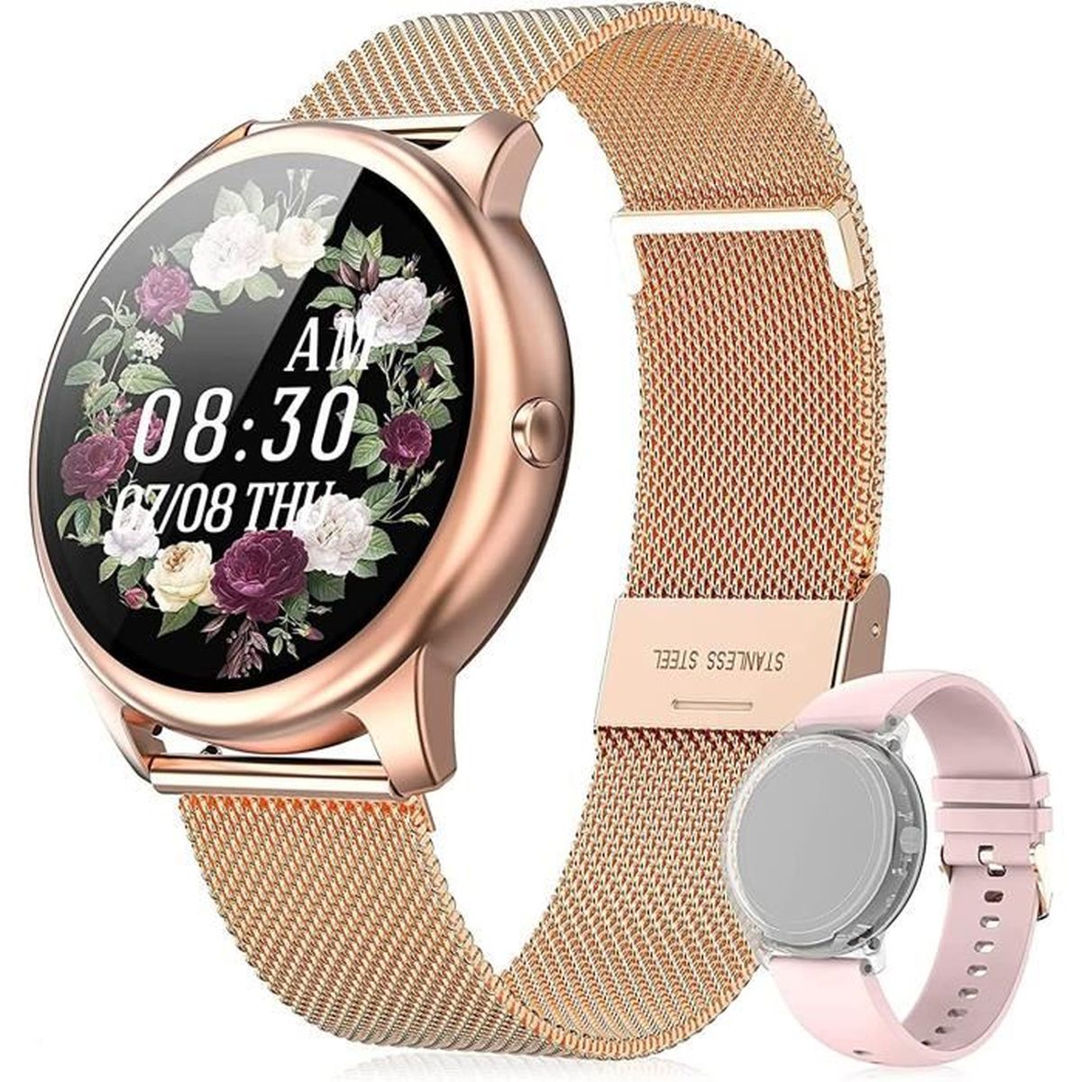 EasySMX Montre Connectée Femme R7 version 1.1 Rose doré Smartwatch ...
