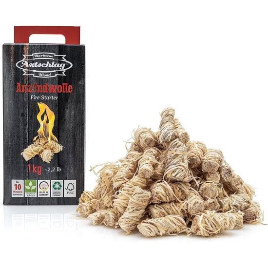 Allume-feu de qualité supérieure - 1 kg - Allume-feu en Laine de Bois ...