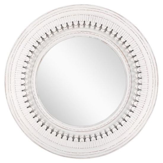 WOMO-DESIGN Miroir Mural Rond Ø 90 cm, Cadre en Bois de Manguier ...
