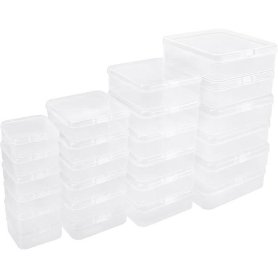 24Pcs Mini Boîte De Rangement Transparente En Plastique, Boîte De ...
