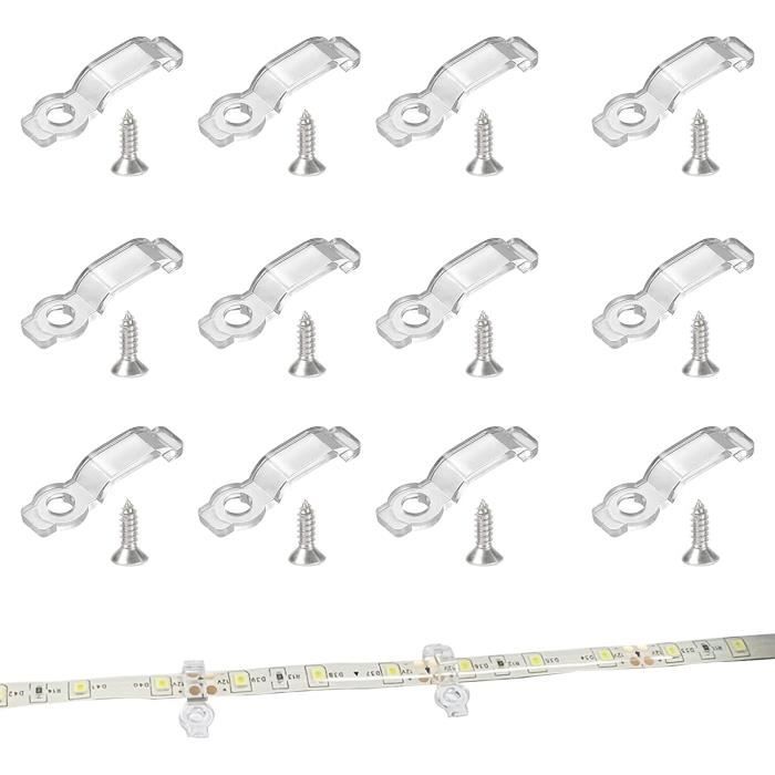 100 Pièces Clips de Fixation pour Bande LED Fixation Ruban LED Support ...