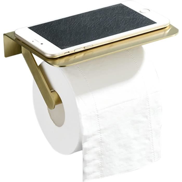 Support Papier Toilette Avec Etagère Derouleur Papier Wc Sans Percage ...