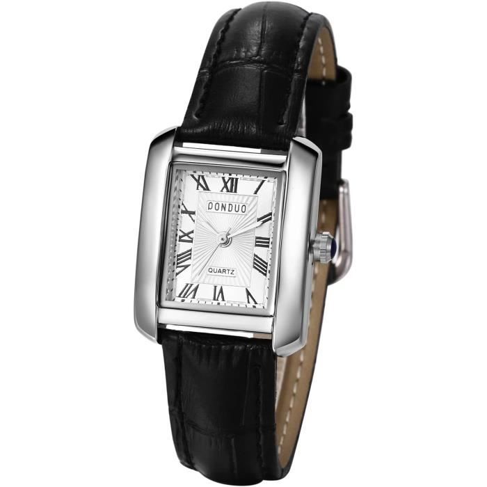 Montre Homme Femme Rectangulaire En Cuir,Montre Couple À Bracelet ...