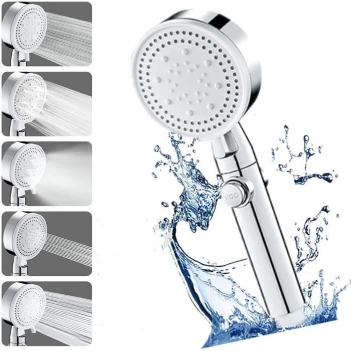 Pommeau de douche Haute Pression à économie D'eau 5 types de jet pour bain et spa Pommeau Douche ...