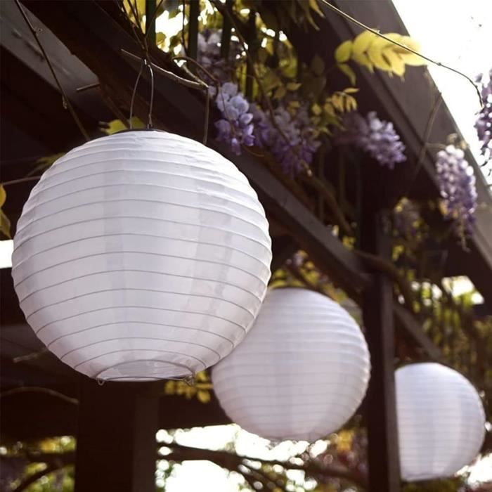3 pcs Lanternes Solaires Suspendues Jardin Chinois Étanche Nylon Tissu LED Lumières Chinois ...