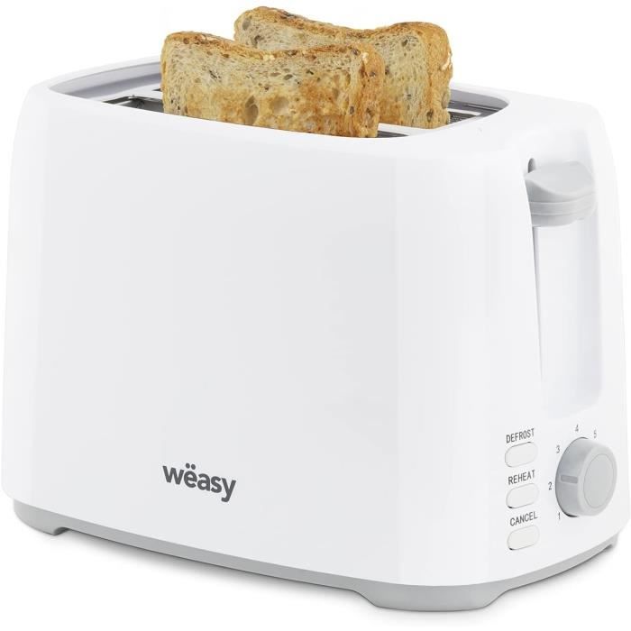 Wëasy Grille Pain Toaster CRUST70, 2 Fentes, 750W, Mode décongélation ...