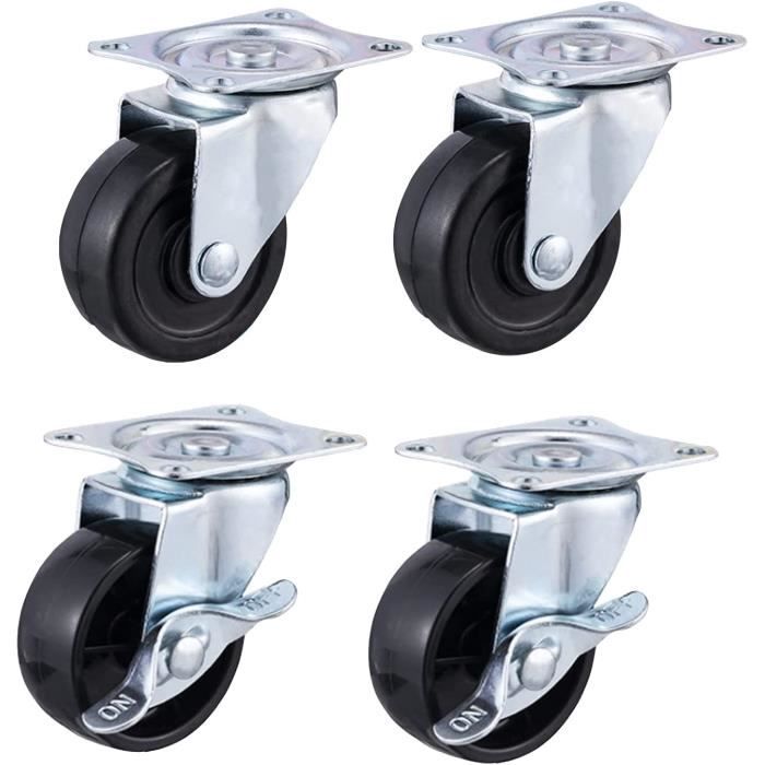 4 Roulettes Pivotante Meuble,2 Pièces Roulette Pivotante avec Frein + 2 ...