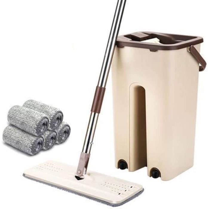 Balai Lave Sol Professionnel Balais Magiques De Nettoyage Ensemble De Serpillère Et Seau ...