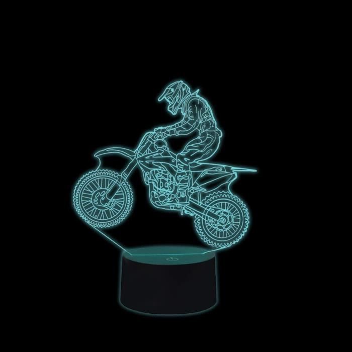 Lampe de nuit 3D - LED - Motocross - 7 Couleurs Changeantes - Tactile ...