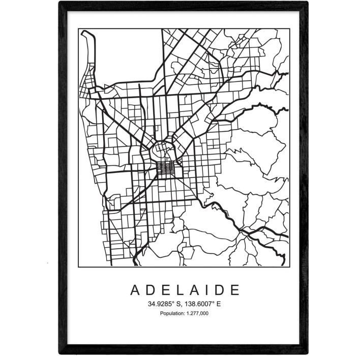 Feuille Plan De Ville Adélaïde. Photos, Impressions Et Affiches Pour Le ...