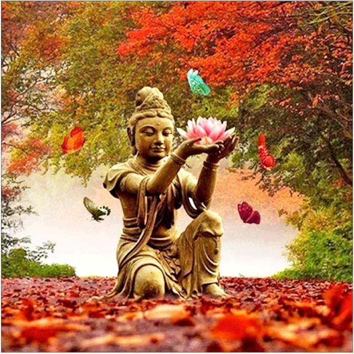 Peinture Diamant Adulte Strass Carré 40X40 Square Diamond Painting Bouddha 5D Diamant Art ...