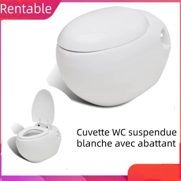 QI111753 Cuvette WC suspendue blanche avec abattant Facile à évacuer ...