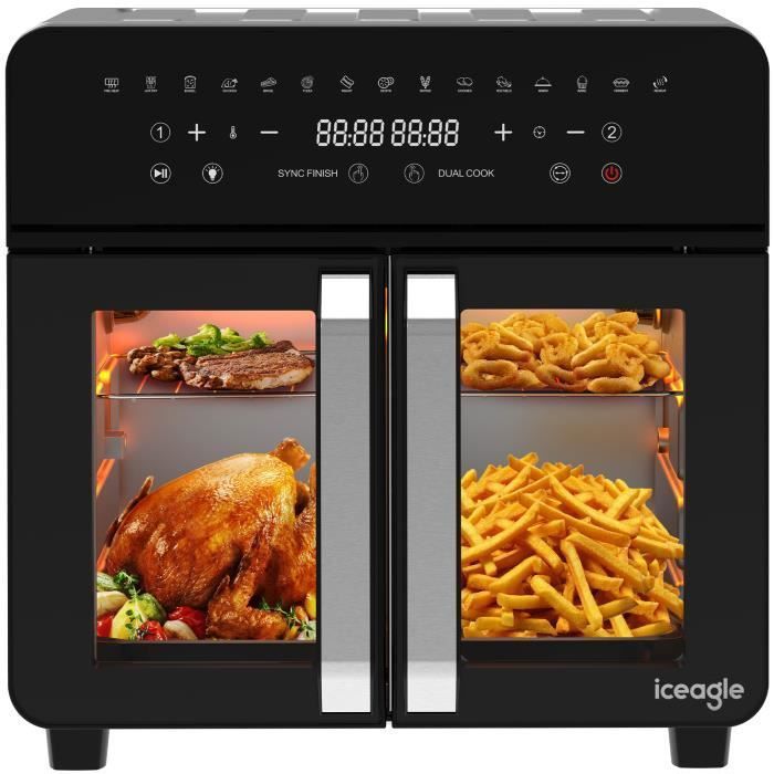 Iceagle Friteuse Sans Huile 23L XXL – AF2301 Dual Zone Friteuse à Air avec Doubles Fenêtres, Air ...