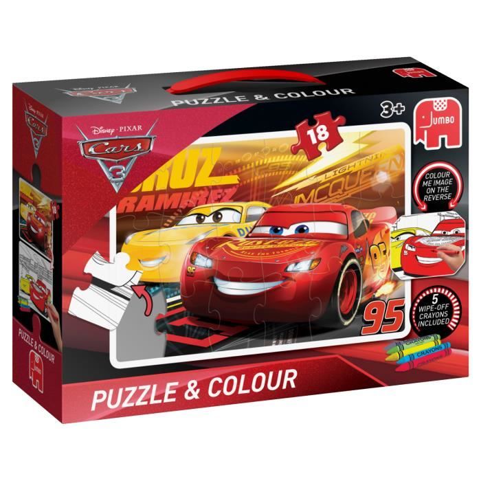 Jumbo Disney Cars 3: Puzzle & Colour (Medium), Jigsaw puzzle, Dessins ...