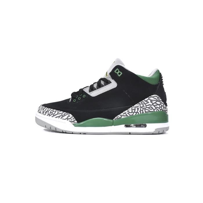 Baskets air-jordanx 3 Low Retro Femme Homme AJ3 Chaussures Noir et vert ...