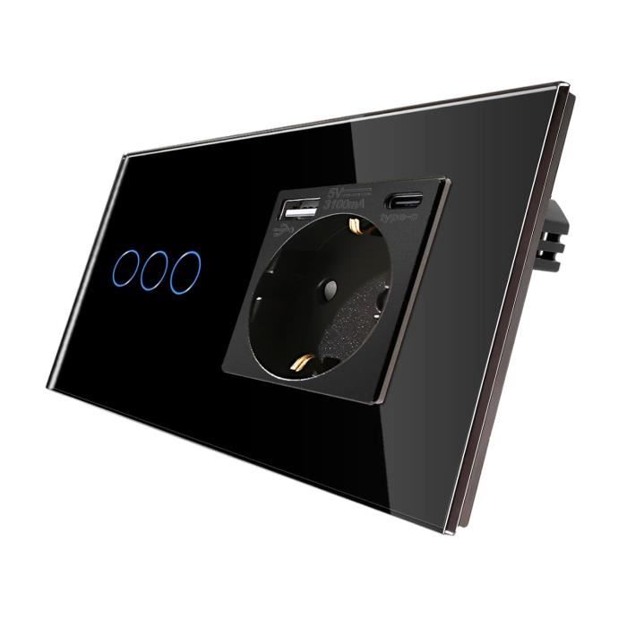 Interrupteur Tactile Avec Prise Schuko Avec Ports Usb (Tape C Et Tape A ...