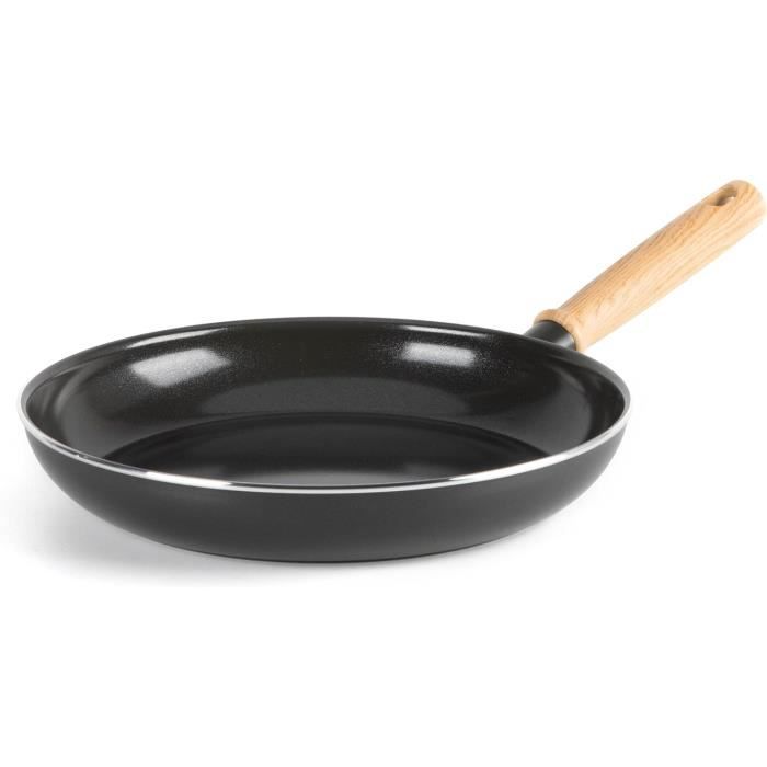 Ehskzjh Vintage Poêle À Frire En Céramique Antiadhésive De 26 Cm, Poignée À Apparence En Bois ...