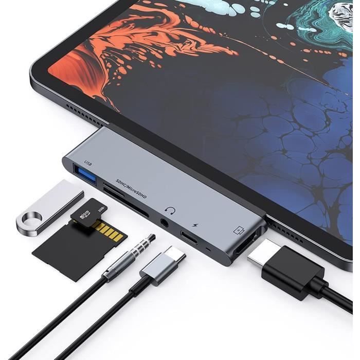 Hub USB C pour iPad Pro 2018-2021, 6 en 1 Port Type C vers USB 3.0 ...