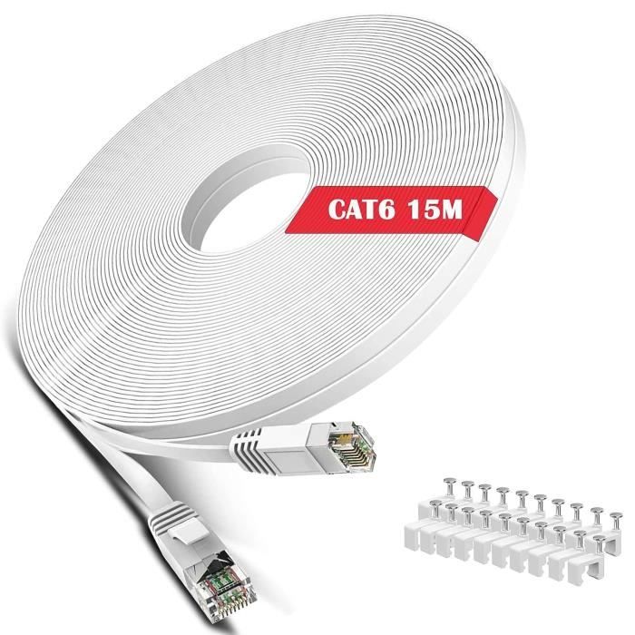 Cable Ethernet Cat6, Long Cordon de Raccordement Internet Gigabit Lan ...